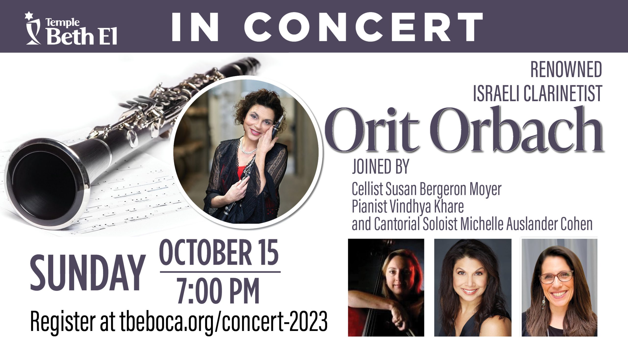 Renowned Israeli ClarinetistOrit Orbach in Concert - Temple Beth El of ...