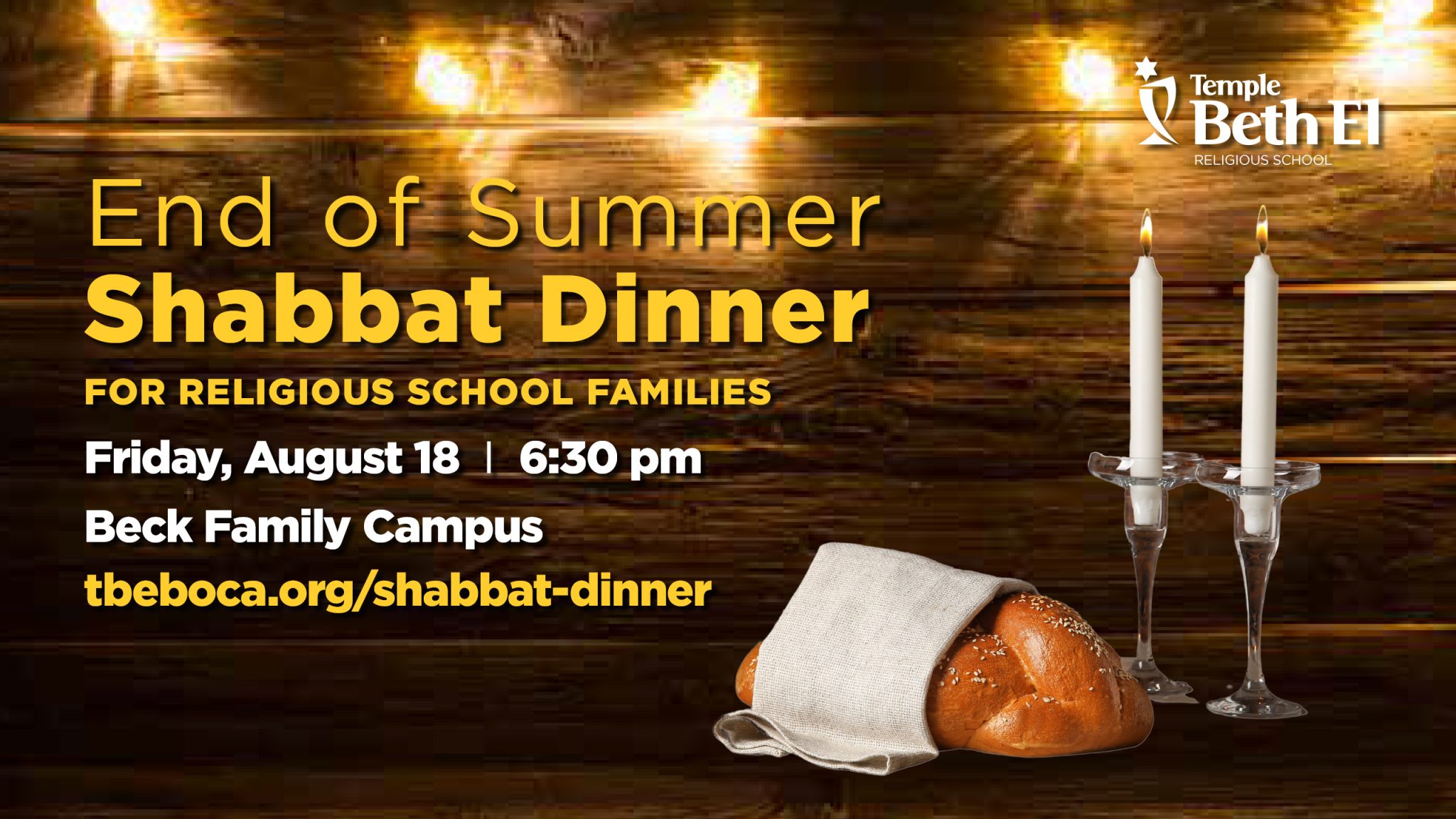 End of Summer Shabbat Dinner for K-12 Families - Temple Beth El of Boca ...
