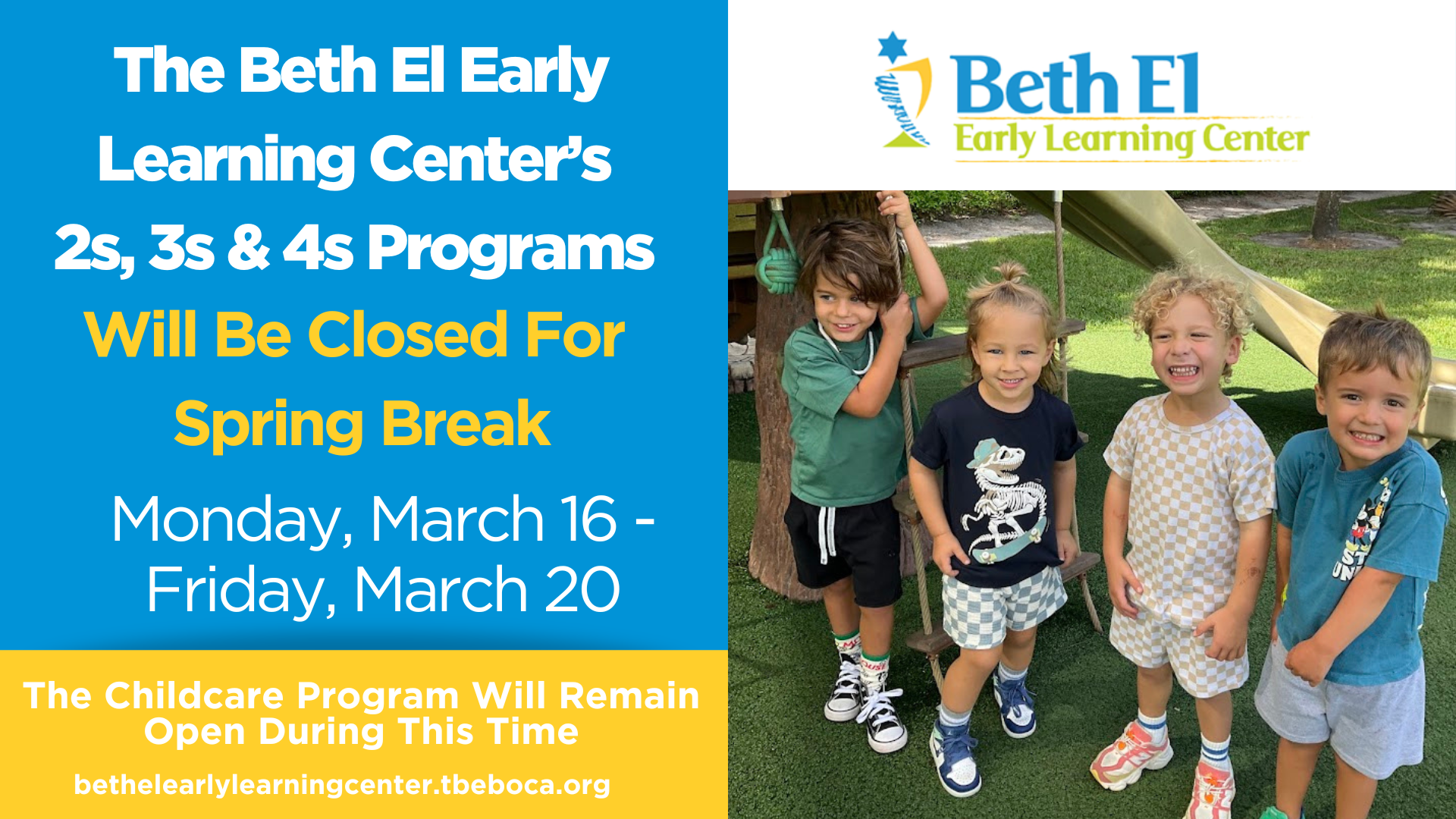 SPRING BREAK (No School for Early Childhood - Childcare in Session ...